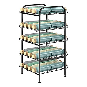 Water Bottle Organizer 5 Tier Free Standing Water Bottle Storage Shelf Adjustable Water Bottle Holder Stand Metal Beverage Can Rack for Pantry Kitchen Party Black