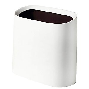 Doyingus Slim Trash Can Plastic Rectangular Wastebasket 2.4 Gallon Garbage Container Bin for Bathroom Bedroom Office Kitchen (White)