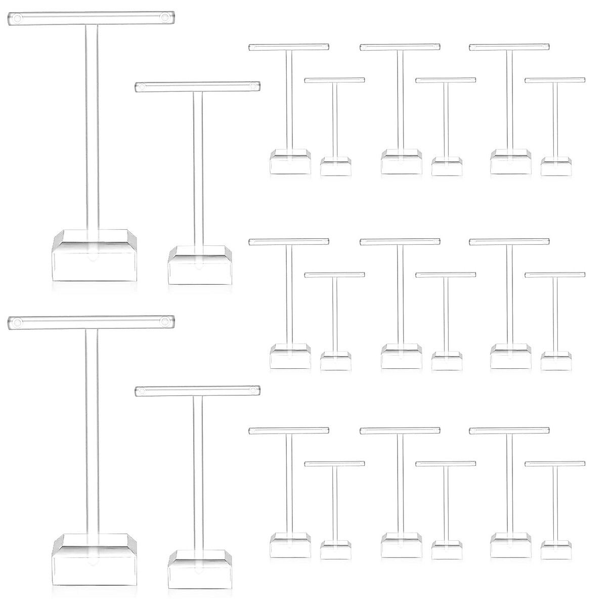 Acrylic Earrings Display Holder T-bar Earrings Stand Holder Tree Stand Countertop Hanging Jewelry Organizer for Necklaces Bracelet(Clear,6 Pieces)