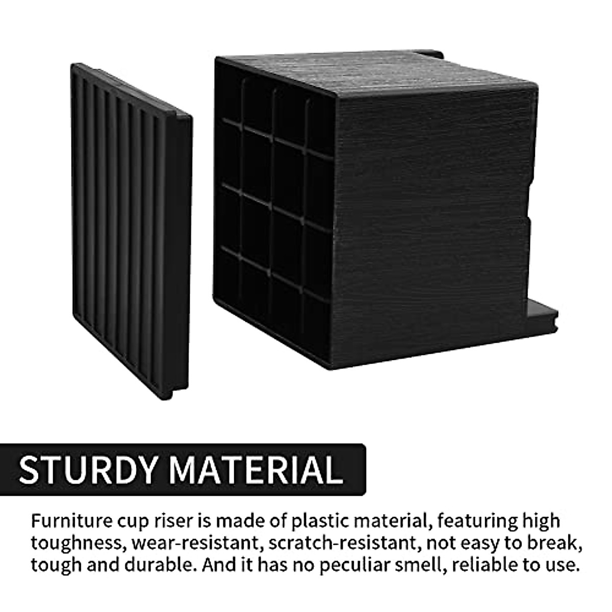 SELOTOKITER 4pcs Bed Risers,Heavy Duty Square Bedding Adjustable Bed Furniture Risers,L-Shaped Furniture Legs,Suitable for Beds,Sofas,Tables,Cabinets,Washing Machines,Refrigerators(Black)