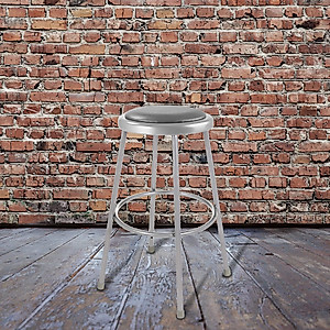 OEF Furnishings (2 Pack) Grey Vinyl Padded Stool, 30" High No Assembly Required