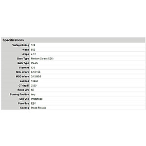 Eiko ECT 120V 500 Watt Inside Frosted Photoflood Lamp Bulb, Pack of 3