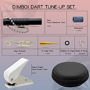 Dart Accessory Kit for Soft Tip and Steel Tip with Dart Rubber O Ring, Dart Sharpener, Dart Wrench Tool, Shaft and Dart Point Remover Tool, Dart Flight Punch Tool, Dart and Accessories Set