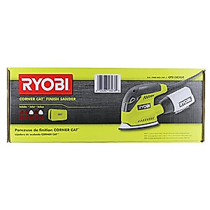 Ryobi CFS1503GK Compact Corner Cat 12,500 OPM 1.2 Amp Corded Orbital Finishing Sander w/ 10 Pads and Carrying Case