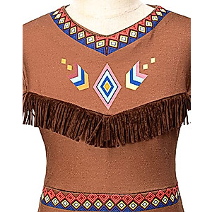 Native American Costume Girls Dress Indigenous American Indians Kids Cosplay 8-9 Years Brown