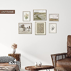 Vintage Botanical Wall Art -Neutral Wall Art prints for wall decor for Rustic Farmhouse Kitchen, Bathroom, Bedroom Poster Print Wall Decor - Preppy Room Decor Aesthetic Vintage, Nature, Tree Sketch Set of 6 landscape wall art.