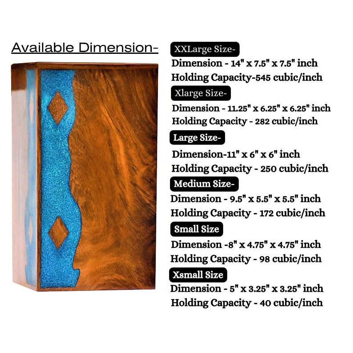 STAR INTERNATIONAL Rosewood And Resin Mix Cremation Urns for Human Ashes Adult, Burial Urns for Columbarium, Wooden Box Funeral Urns for Human Ashes Large (M(9.5X5.5) 172 Cu Inches)