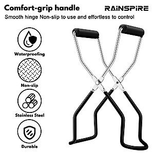 Rainspire Canning Jar Lifter, Canning Tongs Jar Lifter, Canning Tools, Canning Supplies for Home Kitchen, Stainless Steel, Black