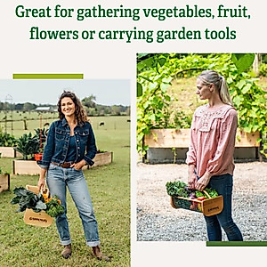 Gardeners Supply Company Large Garden Hod Harvest Basket | Versatile Gardening Fruits & Vegetables Gathering Basket | Natural Smooth Pine - Maple Frame & Coated Mesh | Easy to use - 9"L x 11"W x 11"H