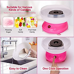 Cotton Candy Machine, 500W Portable Cotton Candy Makers for Kids Birthday Family Party Christmas Gift, Small Hard & Sugar-Free Candy Floss Making Machine with 20 Marshmallow Sticks and Sugar Scoop