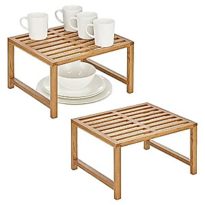Nate Home by Nate Berkus Kitchen Cabinet Organizer Rack in Ash Wood - Pantry Shelf and Counter Organization and Storage from mDesign - 2 Pack, Natural