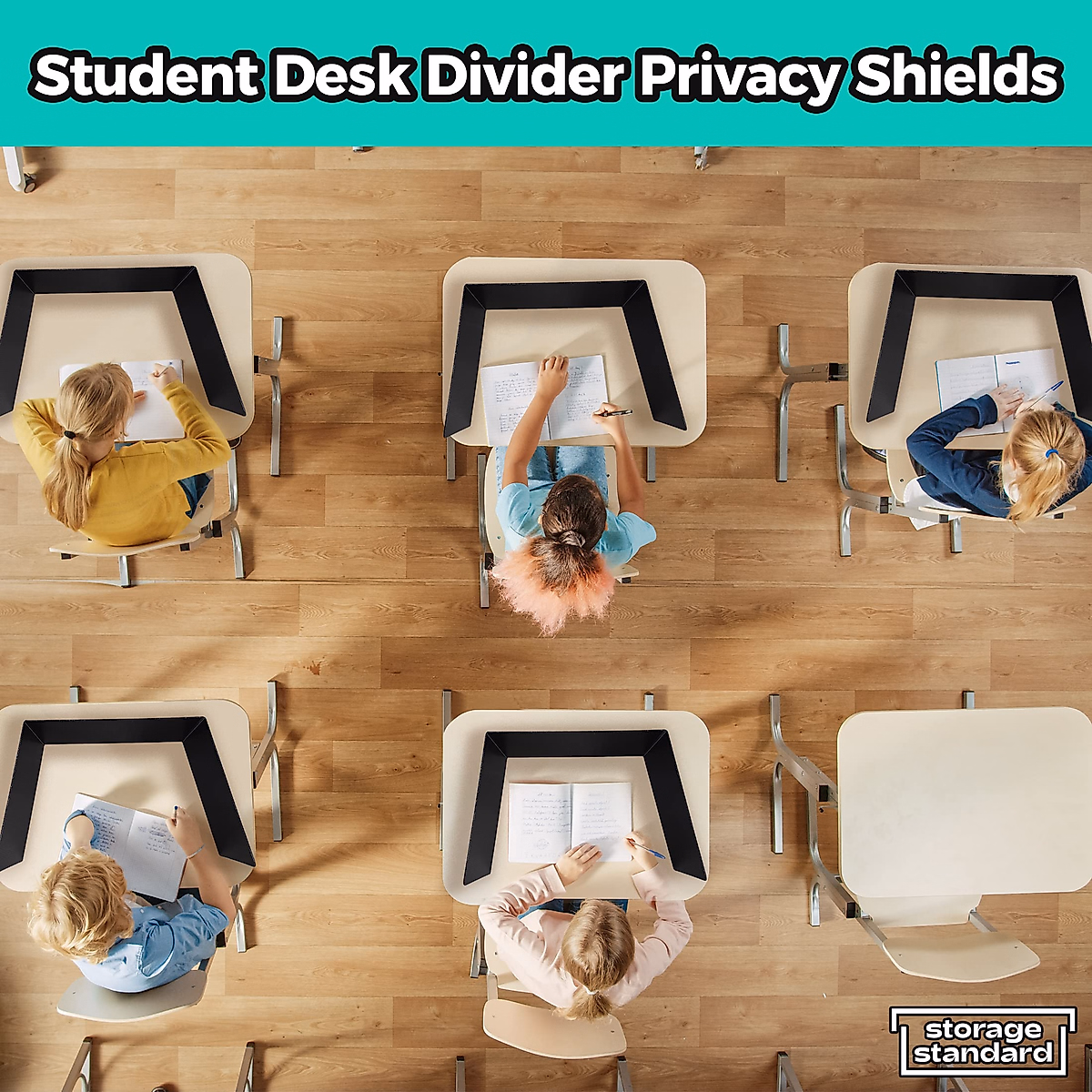 22-Pack Desk Dividers for Students - Durable & Waterproof Plastic Study Carrel Divider, Classroom Folders Teacher Supplies, Easy-to-Clean Plastic Privacy Shield Folder Boards for Student Desks, Black