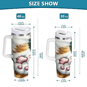 Burbuja Funny Cat Dog Paws 40oz Insulated Tumblers with Handle and Straw Lid, Double Wall Stainless Steel Travel Mug Leak-Proof, BPA Free, Gift for Mom Dad