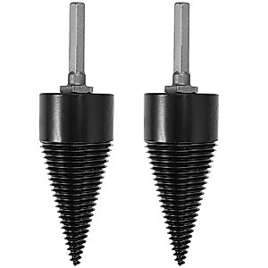 JEUIHAU 2 Pack 42 mm Firewood Log Splitter Drill Bit, Hex Shank Wood Splitter Drill bit, Portable Heavy Duty Drill Screw Cone Driver for Cutting Hickory, Oak, Sycamore, Walnut
