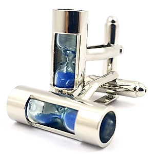 Blue Cufflinks Classic Hourglass Cufflinks for Mens French Shirt with a Gift Box