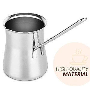 Caizen Coffee Quality Turkish Coffee Pot - Turkish Coffee Maker, Chai Pot, Arabic Coffee Pot, Briki Greek Coffee Pot, Greek Briki, Cezve, Ibrik (15oz)