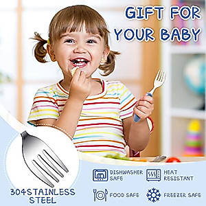 9 Pieces Stainless Steel Toddler Forks, Baby Forks, Kids Forks, for Self Feeding Metal Forks Boys Girls Small Training Forks for Children Cutlery Forks with Round Handle Safe Flatware