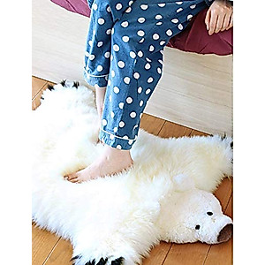 Gracefur Australia Sheepskin Rug Super Soft Cuddly Bear Design Area Rug for Children's Room and Living Room Decorative Carpet Single Pelt (White Bear Rug)