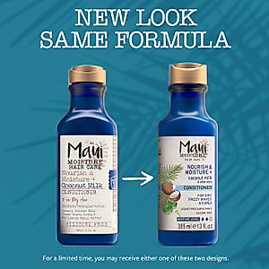 Maui Moisture Nourish & Moisture + Coconut Milk Conditioner to Hydrate and Detangle Curly Hair, Lightweight Daily Moisturizing Conditioner, Vegan, Silicone & Paraben-Free, 13 fl oz