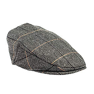 Born to Love Baby Boys Jeff Hat Vintage Driver Tweed Flat Page Gatsby Cap, Oliver Black, 8-12 Years