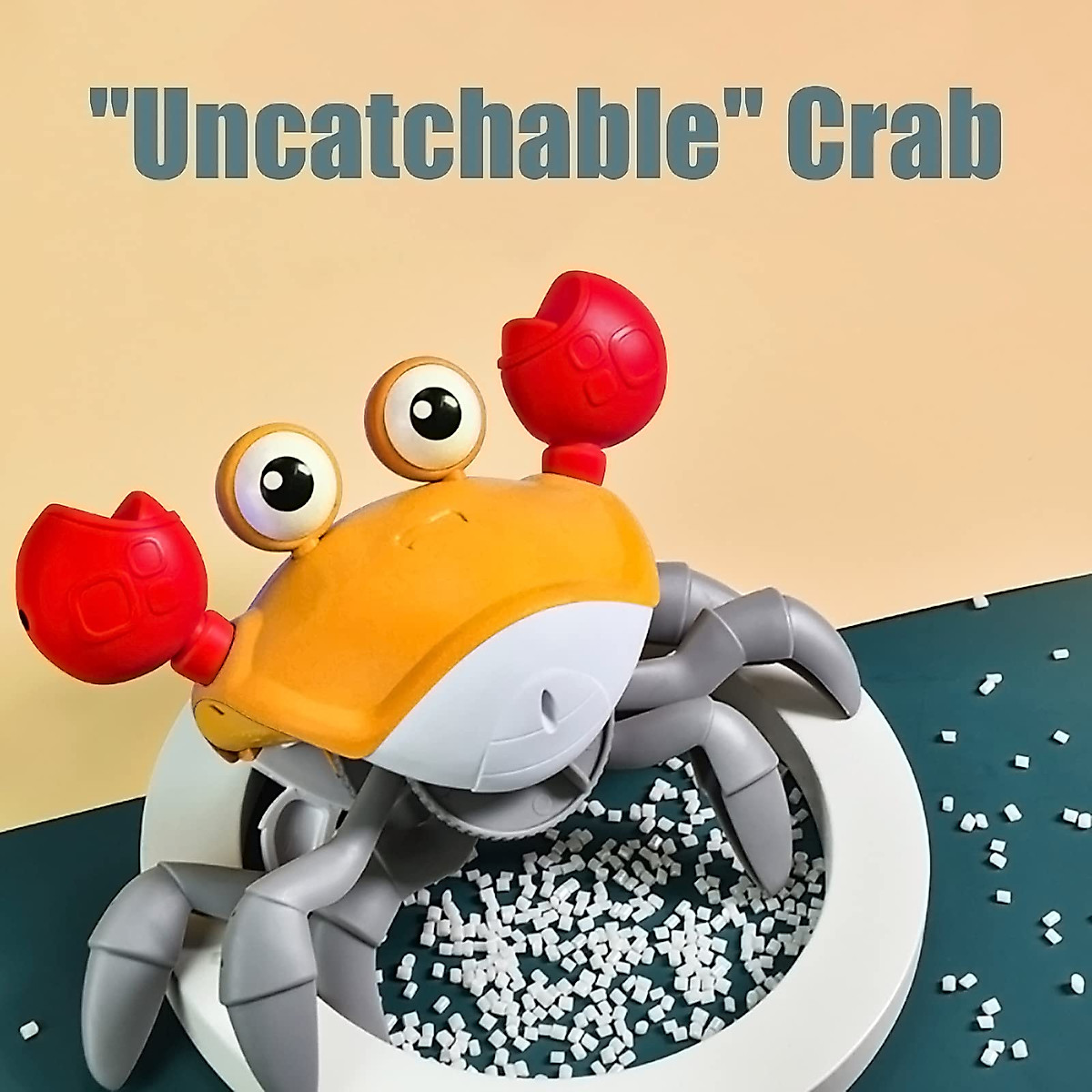 Growinlove Baby Crawling Crab Musical Toy, Toddler Electronic Light Up Crawling Toy with Automatically Avoid Obstacle, Walking Crab Toy for Toddler Babies Boys Girls