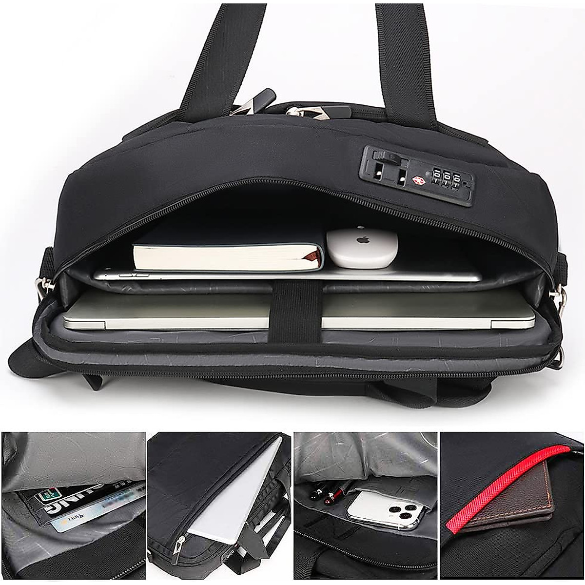Omnpak 16-17 inch Laptop Bag, Laptop Briefcase with Combination Lock, Anti Theft Business Office Bag,Satchel Bags for Men,Water-Repellent Gaming Computer Bag for Women Locking Notary Bag, Hippa Bag