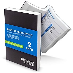 Storium Crypto Seed Phrase Storage Notebook - Waterproof Stone Paper Book - Keep Your Cryptocurrency Recovery Phrase Password Safe & Secure - Cold Storage Wallet Backup Journal - Pocket Size 2-Pack