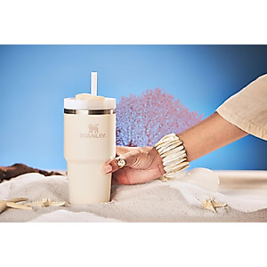 Stanley Quencher H2.0 FlowState Stainless Steel Vacuum Insulated Tumbler with Lid and Straw for Water, Iced Tea or Coffee, Smoothie and More, Cream , 14 oz