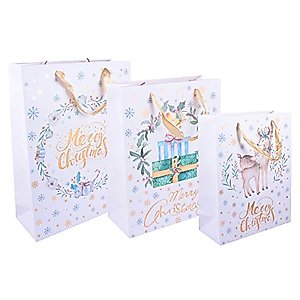 VAKUUM Bags 12pcs Christmas Kraft Gift Bags Xmas Paper Bags Merry Christmas Paper Bags Holiday Party Favors Supplies Paper Gift Bag