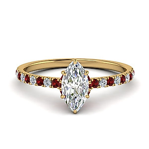 Costume Jewelry Sets for Women get Well Soon Gifts for Women Gifts for Sister Dainty Rings for Women Wedding Dress Matching Ring Diamond Ring Yellow Gold Plated Created Ruby Marquise Ring in Size 6