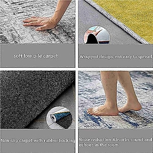 Country Style Area Rugs, 5x7ft, Modern Farmhouse Red Flowers and Green Leaves Traditional Art Rug Non-Slip Low-Pile Dining Room Mat Indoor Accent Carpet for Office Home