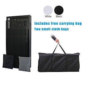 Sardoxx Portable DJ Booth DJ Facade Table Station Two-position Height Adjustable DJ Table Stand DJ Event Booth Metal Frame Booth + Built in Flat Table w/Travel Bag Black White Scrims