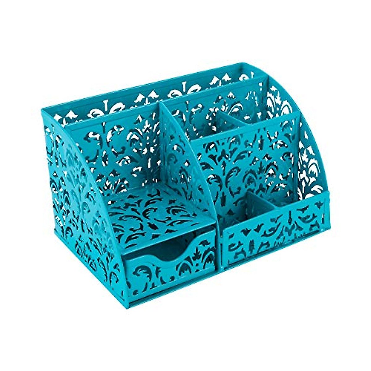EasyPAG Desk Organizer Caddy with 6 Compartments and 1 Sliding Drawer Desktop Accessories Office Supplies Holder for Home School Classroom,Dark Teal