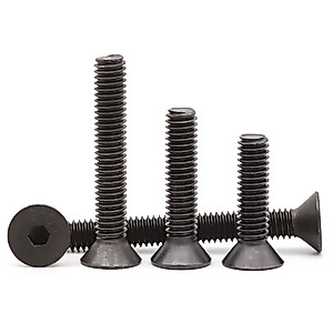 RoyceMart 5/16"-18 x 1-1/2 inch Flat Head Socket Cap Screws Grade 10.9 Alloy Steel, Black Oxide, Counterskunk Head, Full Thread, Pack of 10