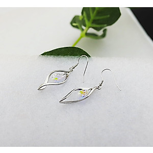 Fashion Swarovski Crystal Twist Leaf 925 Sterling Silver Drop Earrings for Women in Gold-plated