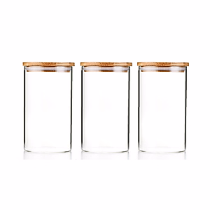 Sweejar 40 oz Glass Canisters with Airtight Bamboo Lid(set of 3), Food Storage Jar for Kitchen, Dry Food Containers for Serving Tea, Coffee, and More