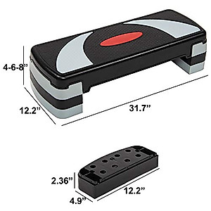 Signature Fitness Adjustable Workout Aerobic Stepper Step Platform Trainer, 31-Inch, Black/Gray