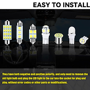 NTNEV 42PCS Car LED Bulb Kit, Vehicle Interior Mini Bulbs Kit, T10 1157 31mm 36mm 41mm LED Dome Light Festoon Bulbs, Brake Light, Dome Light, Map Light, Parking Light (White)