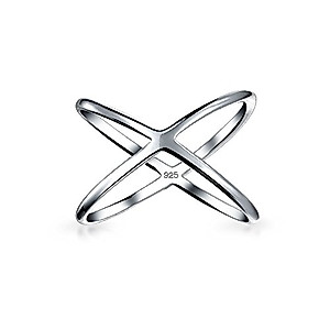 Delicate Thin Open Modern Simple Geometric Atomic X Criss Cross Ring For Teen For Women .925 Sterling Silver