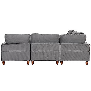 Free Combination Oversized Modular Sectional Sofa with Ottomans ,6 Seater Corduroy Upholstery L/U Shaped Reversible Corner Couch ,98" Sleeper Sofa&Couch Convertible Sofabed for Living Room Office