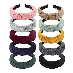 Jaciya Headbands for Women Girls Knotted Headband for Women 10 Pcs Womens Headbands Wide Turban Head Band Hair Accessories for Women