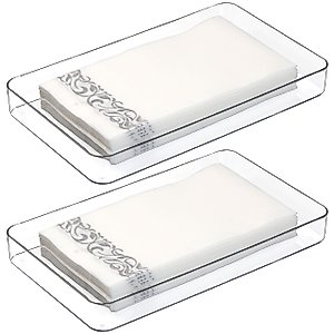 Youngever 3 Pack Plastic Hand Towel Storage Trays, Hand Towel Holders, Sturdy Vanity Holder for Paper Napkins, Hand Towel, Jewelry