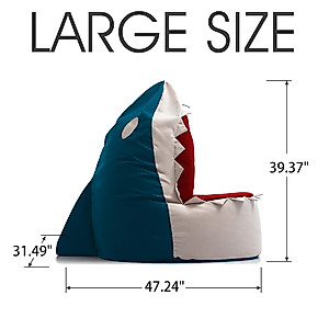 LAZY LIFE PARIS Bean Bag Chair Cover (No Filler) Original Design Shark Velvet Ultra-Soft for Kids & Adults Artwork at Home Stuffed Animal Chair Toy Storage