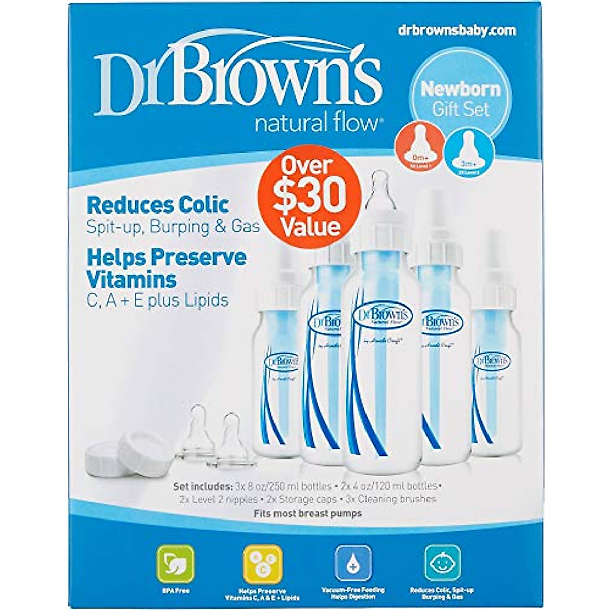 Dr Browns Standard Newborn Feeding Set- 5 Bottles