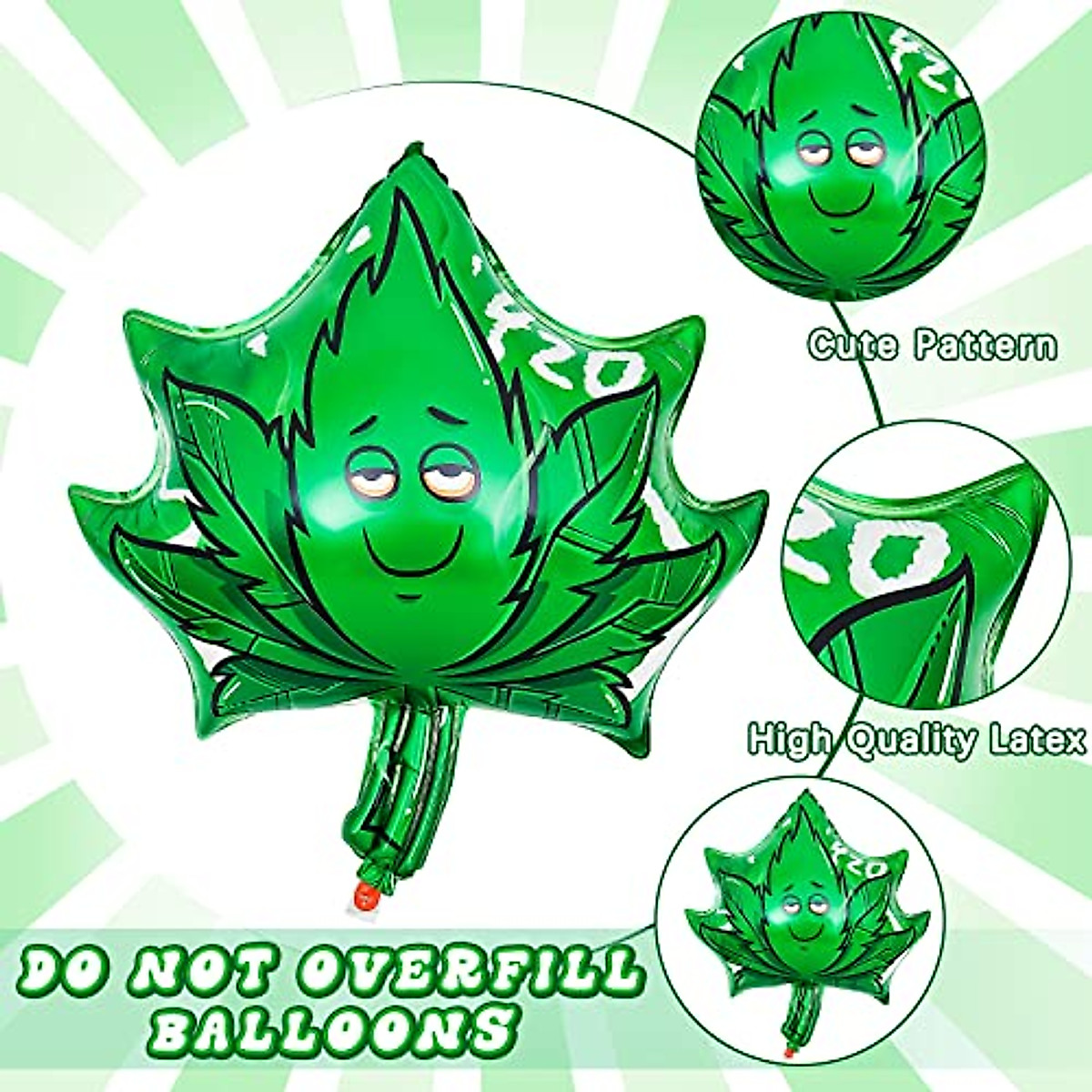 48 Pcs Weed Balloons Pot Leaf Party Decorations Pot Leaf Latex Balloons Weed Decor Pot Leaf Shape Foil Balloons Green Confetti Balloon Weed Print Gifts for Summer Hawaii Style Tropical Party Supplies