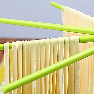 Pasta Drying Rack with 10 Bar Handles, Collapsible Household Noodle Dryer Rack Hanger (10 Bars, Green)