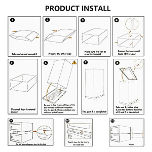 Hourleey 12 Pack Large Shoe Organizer Storage Box, Clear Plastic Stackable Shoe Organizer Containers for Closet, Space Saving Foldable Shoe Rack Sneaker Containers Holders with Lids