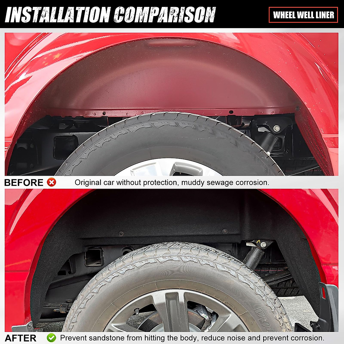 Utiiy Fit for 2021-2024 F150 Wheel Well Liner Rear Wheel Well Guards mud Flaps for 2024 Ford F150 Accessories (Not fit Raptor)