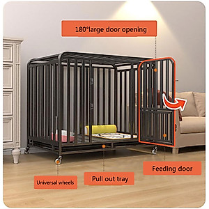 Dog Kennel Large, 50" Heavy Duty Dog Crate,Robust Stable Dog Kennel,Suitable for High Anxiety Escape Proof Dog Crate, Large Dog Crate,Dog Crate with Locking Wheels and Removable Tray,Black