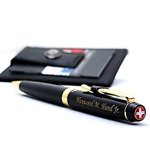 Sotania Swiss- Personalized Roller Ballpen, Ballpoint pen, Ball pen, Refillable Pen with Genuine Leather Pocket Money Clip Premium Gifts for men by womens